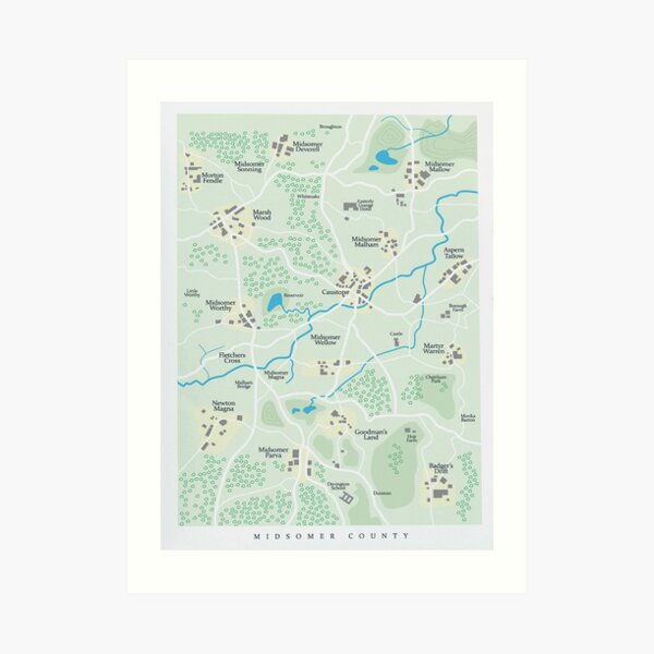 "Midsomer Murders Locations Map" Art Print for Sale by perosspero ...