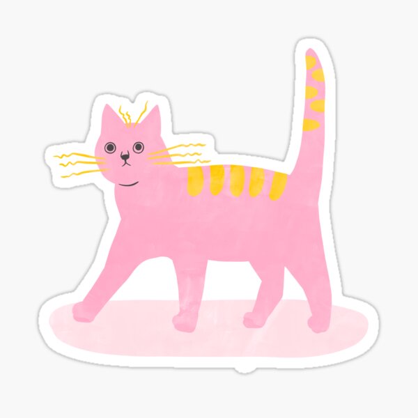 "Pink Cat " Sticker for Sale by Haey- | Redbubble