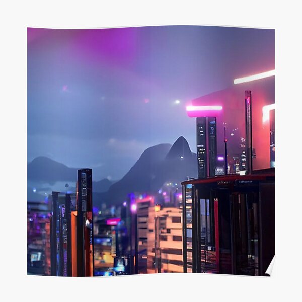 "Cyberpunk Rio design cityscape futuristic Brazil Rio de Janeiro blue ...