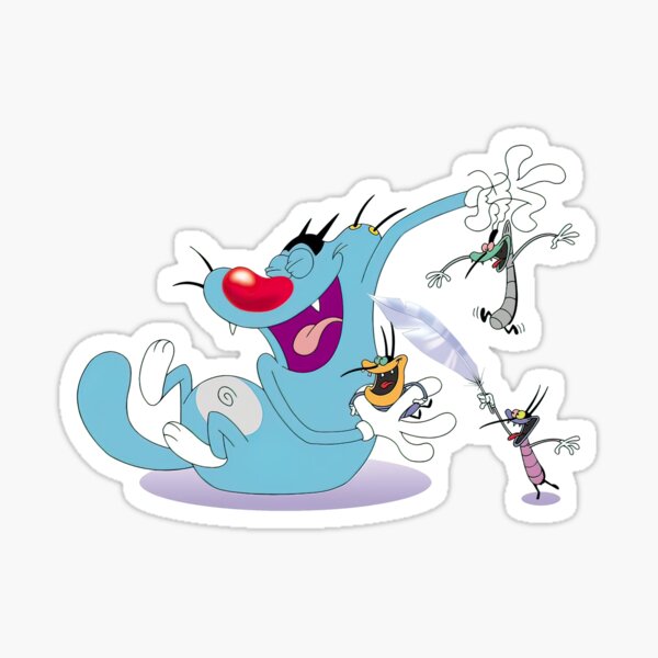 "Funny Oggy And The Cockroaches" Sticker for Sale by RebeccaGarcia77 ...