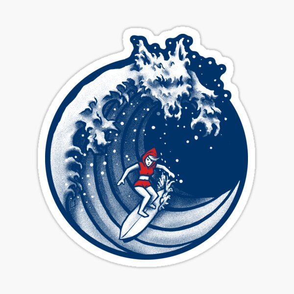 "Little Red Surfing Hood" Sticker for Sale by c0y0te7 | Redbubble