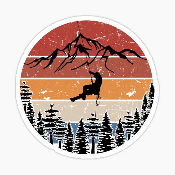 "Retro mountain climbing vintage climber sticker" Sticker for Sale by ...