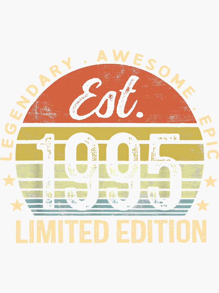 "Est 1995 Limited Edition 27th Birthday Vintage 27 Year Old" Sticker ...