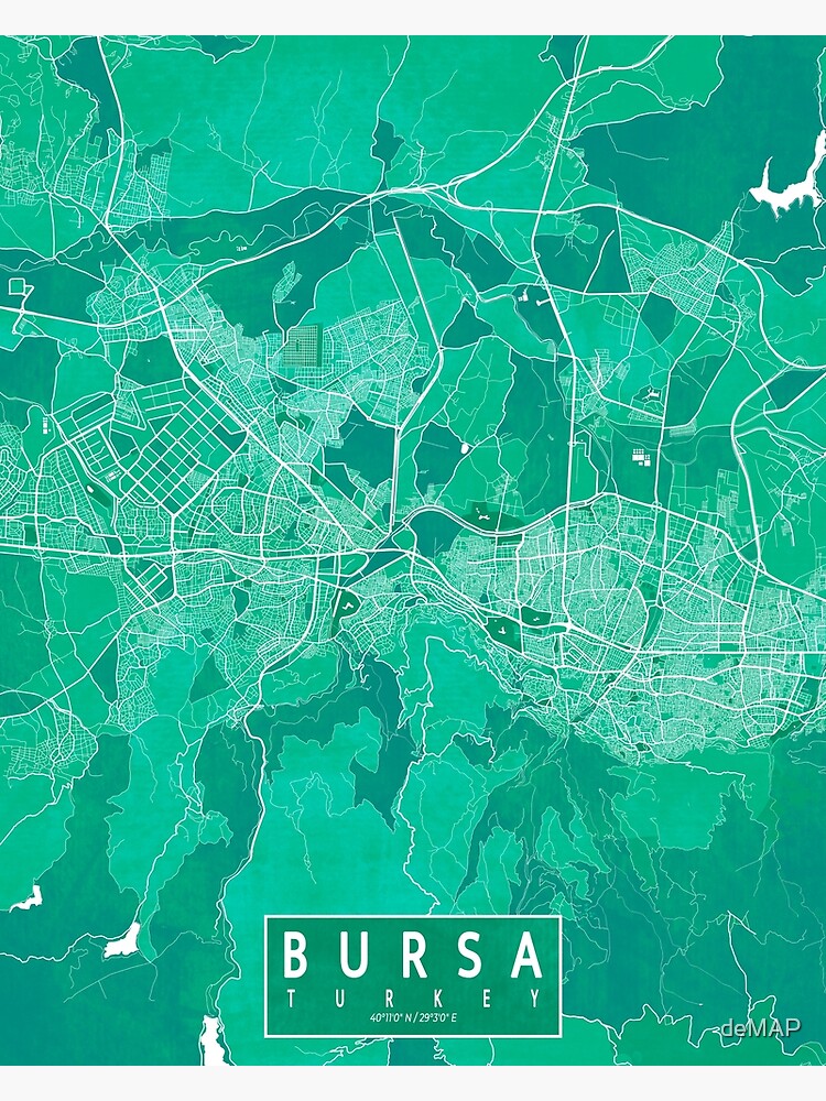 "Bursa City Map Turkey - Watercolor" Poster for Sale by deMAP | Redbubble