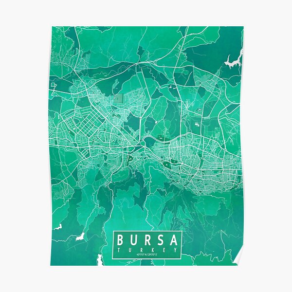 "Bursa City Map Turkey - Watercolor" Poster for Sale by deMAP | Redbubble