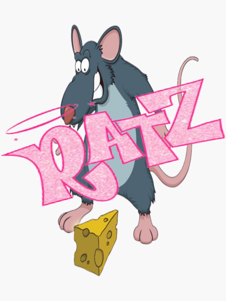 "Ratz Pink Funny Mouse Magical Cheese " Sticker for Sale by TheOghams ...