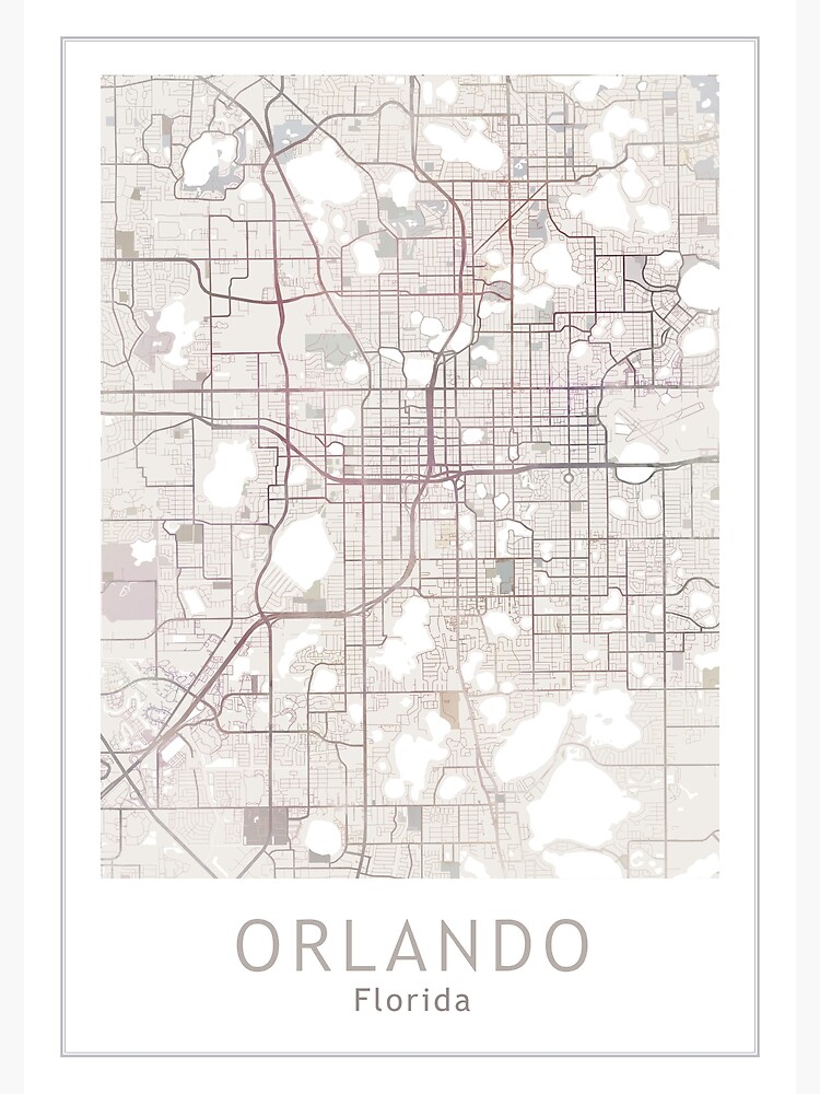 Orlando City Map Printable Orlando Florida City Street Map Poster