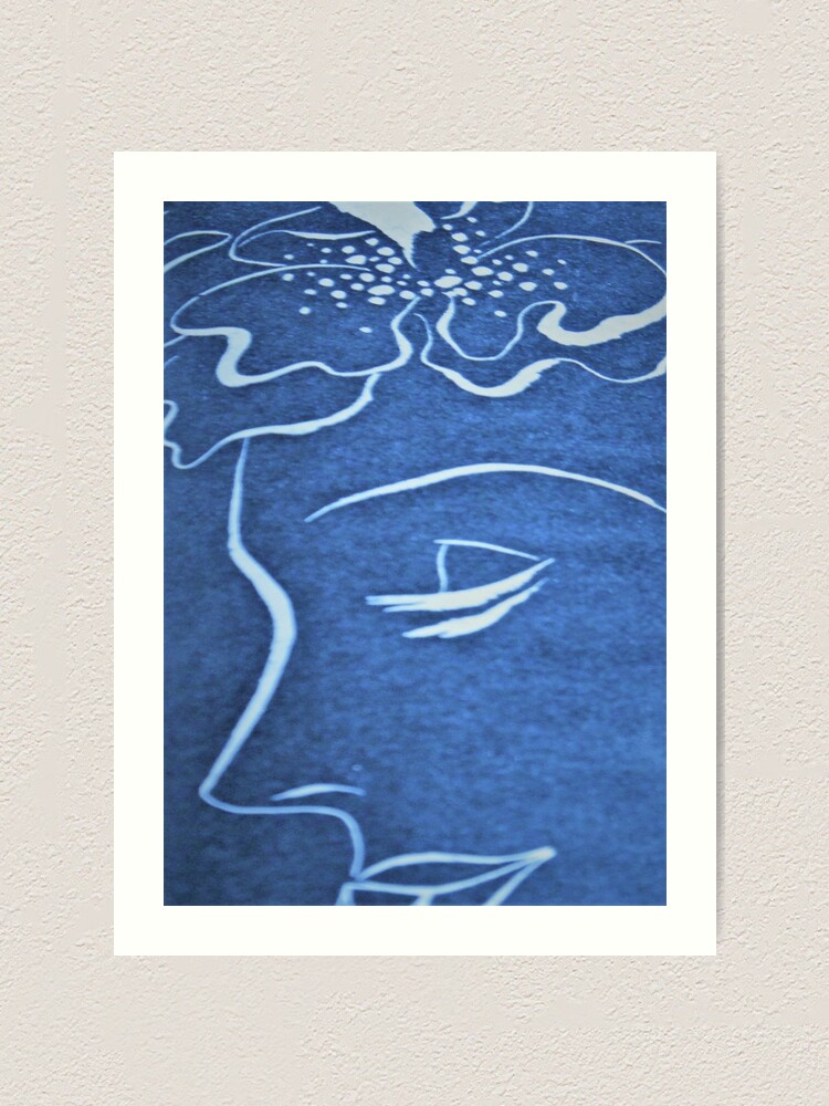 "blue woman face" Art Print for Sale by OrtensiaKanhan | Redbubble
