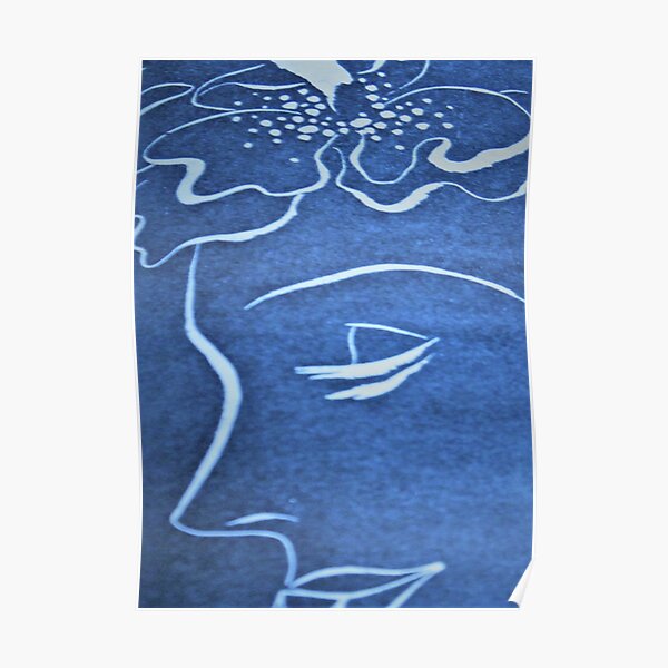 "blue woman face" Poster for Sale by OrtensiaKanhan | Redbubble
