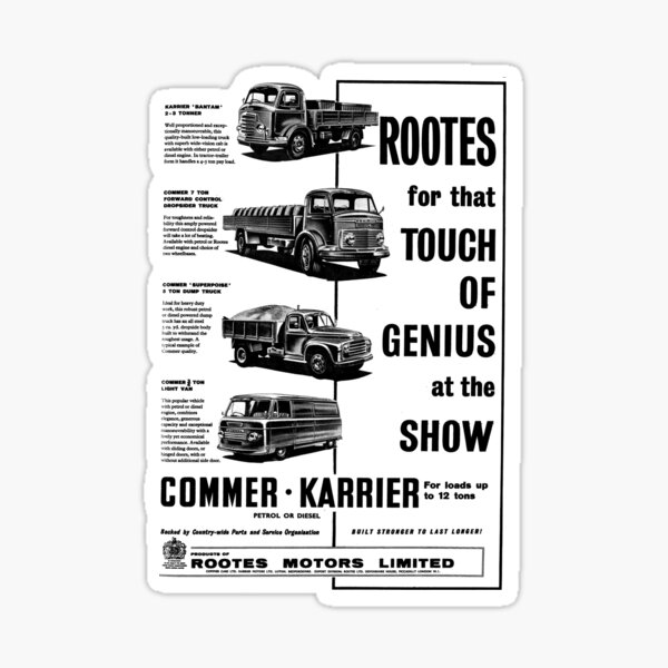 "1960 COMMER VANS - ADVERT" Sticker for Sale by ThrowbackM3 | Redbubble