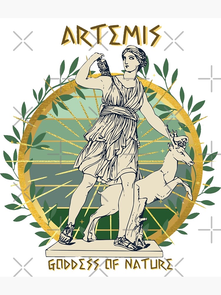 Lámina fotográfica «Artemisa diosa de la caza mitología griega, ciervo, oro» de Mirksaz-designs ...