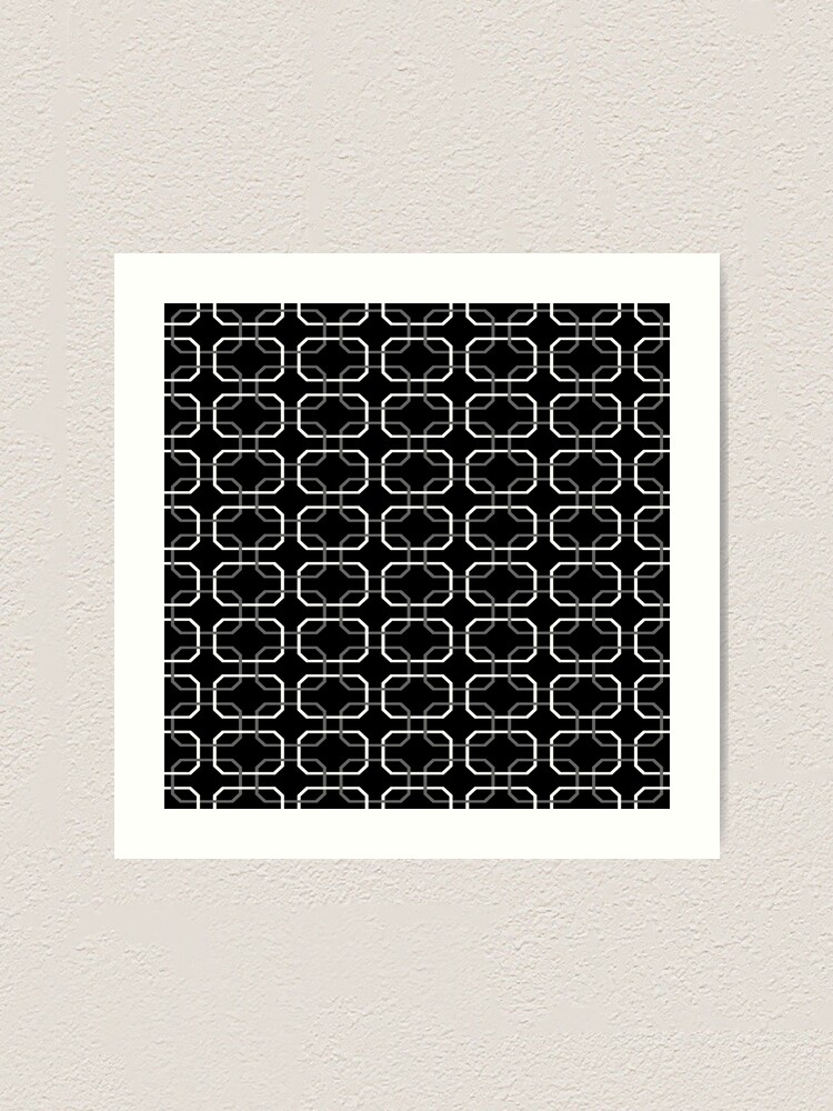 "Black White and Gray Octagonal Interlocking Shapes" Art Print by ...