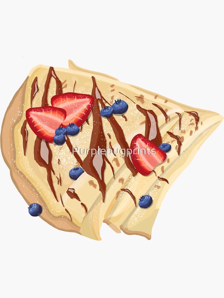 Sticker for Sale avec l'œuvre « Crêpes » de l'artiste Purplepugprints ...