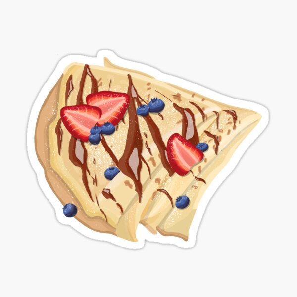 Sticker for Sale avec l'œuvre « Crêpes » de l'artiste Purplepugprints ...