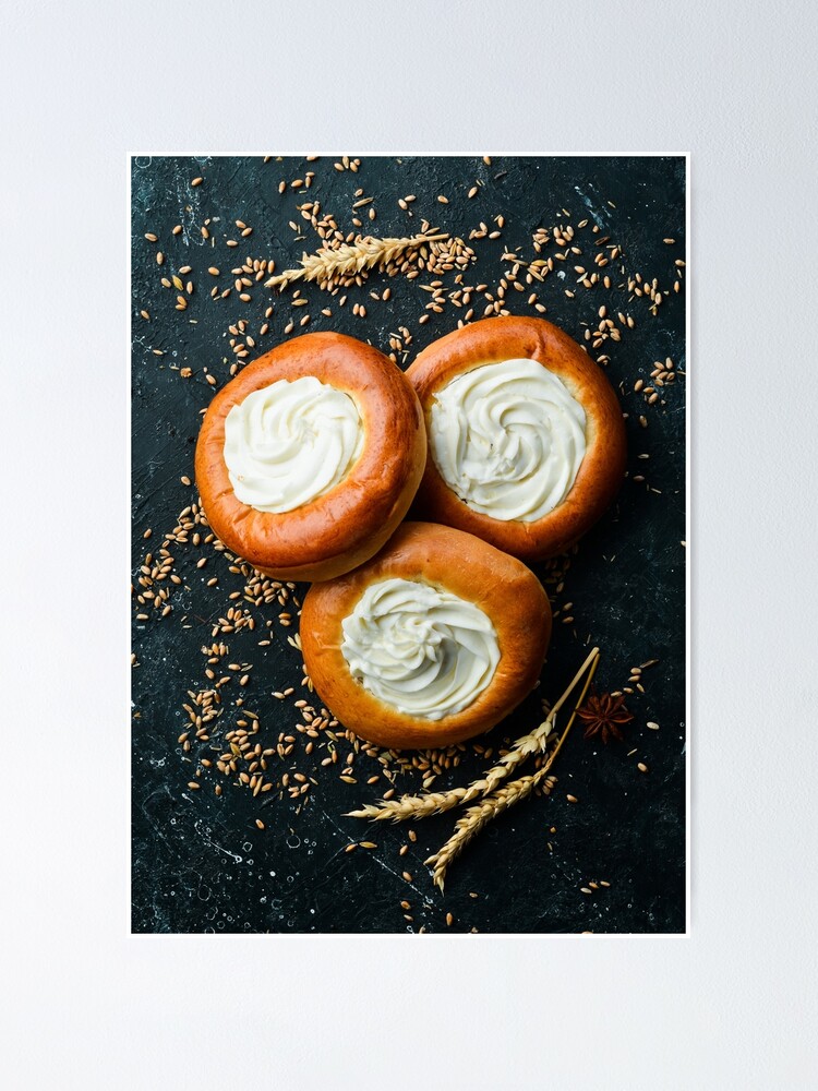 "Buns, Bakery sweet buns — Food kitchen poster/blackboard, photo art ...