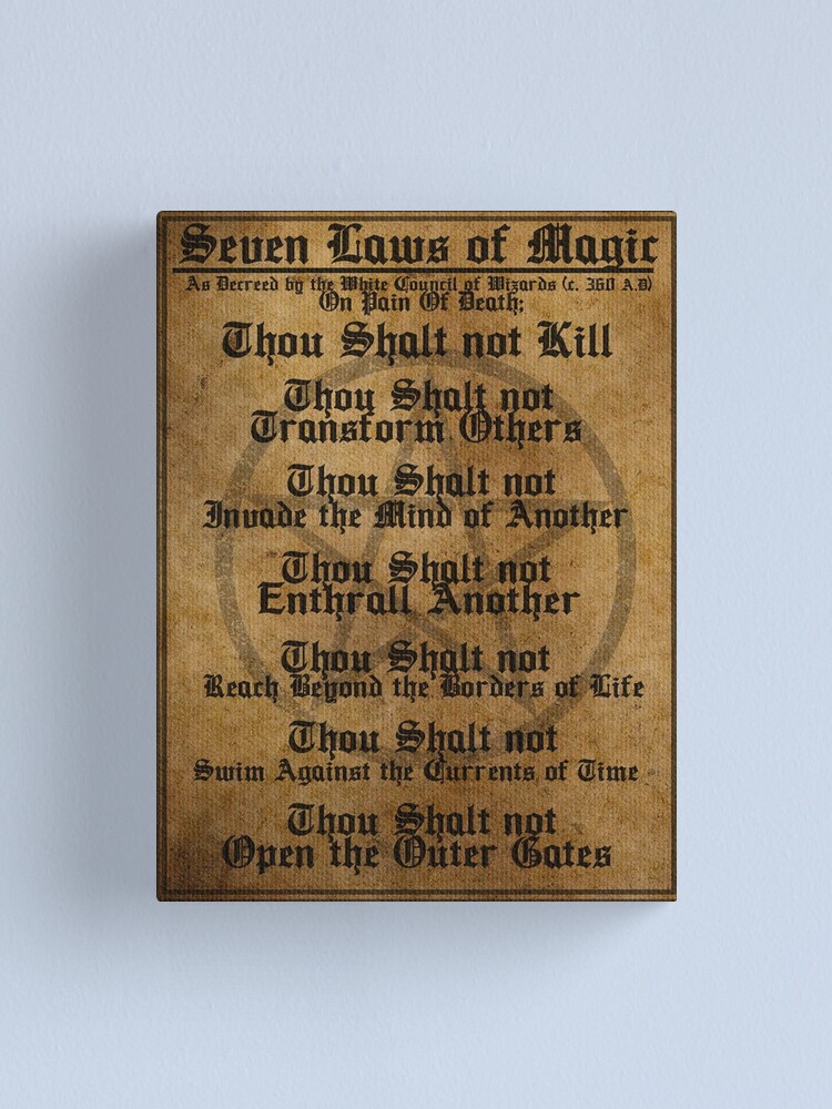 "THE SEVEN LAWS OF MAGIC" Canvas Print for Sale by DoctorBadguy | Redbubble