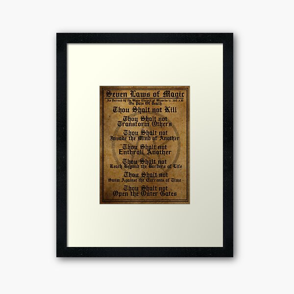 "THE SEVEN LAWS OF MAGIC" Framed Art Print for Sale by DoctorBadguy ...