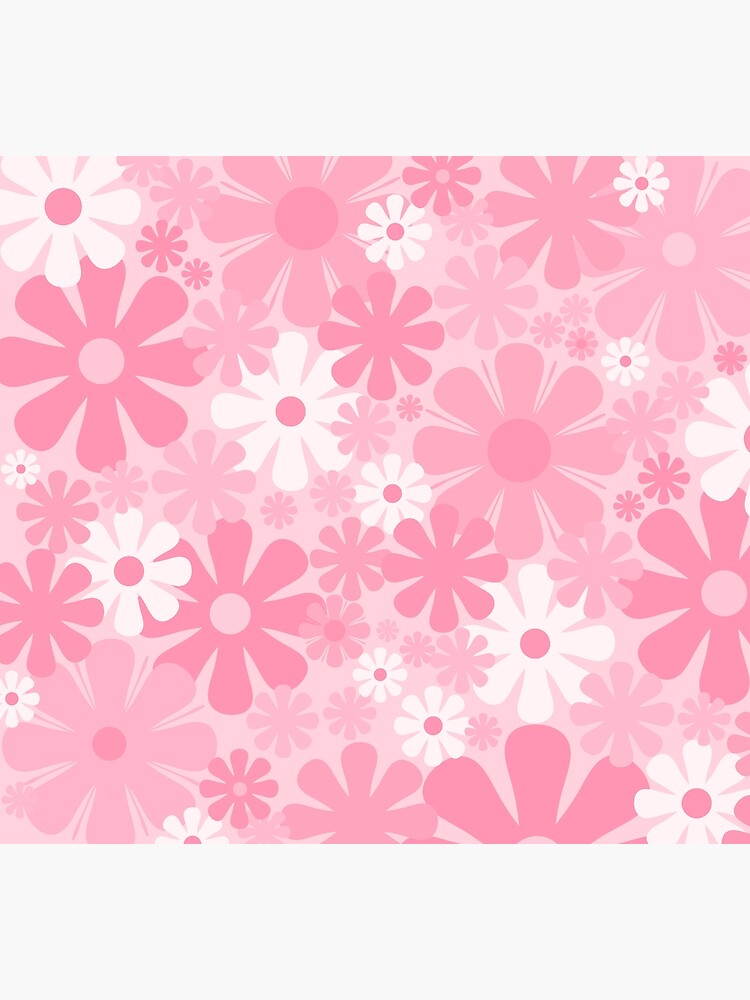 "Retro 60s 70s Aesthetic Floral Pattern in Pretty Pastel Pink " Art ...