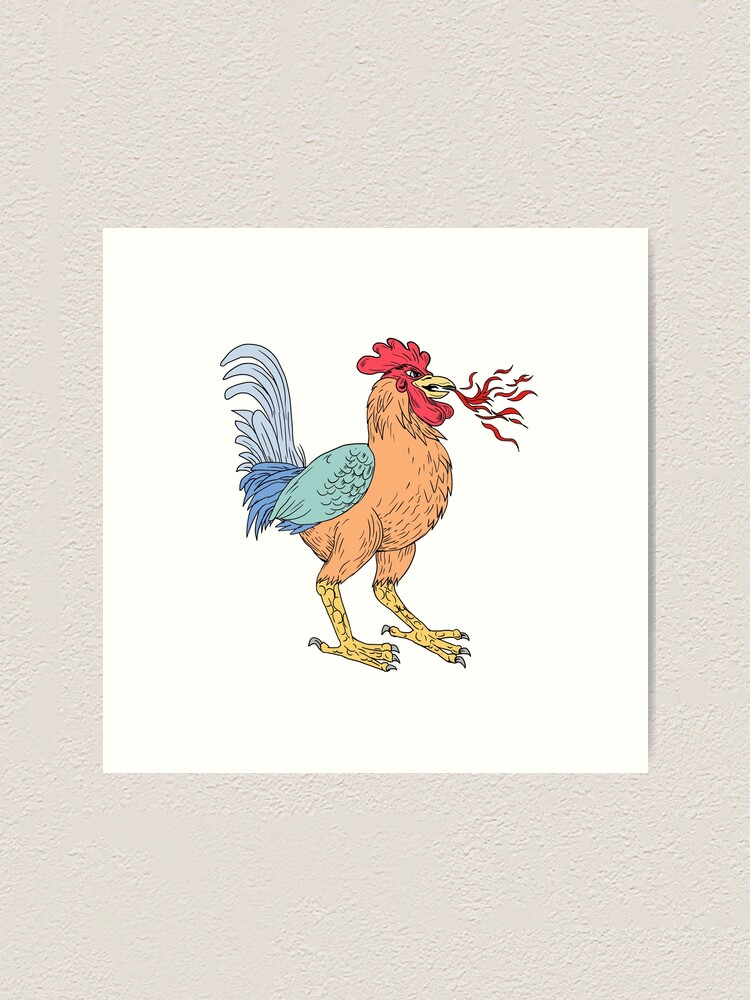 "Basan Breathing Fire Drawing" Art Print by patrimonio | Redbubble