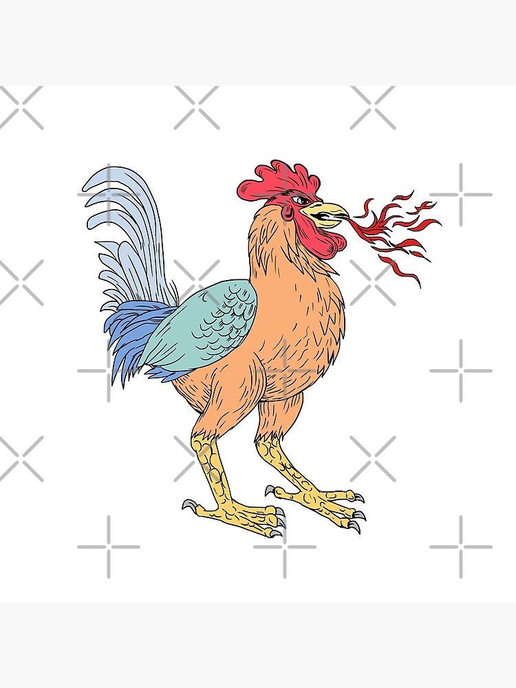 "Basan Breathing Fire Drawing" Art Print by patrimonio | Redbubble