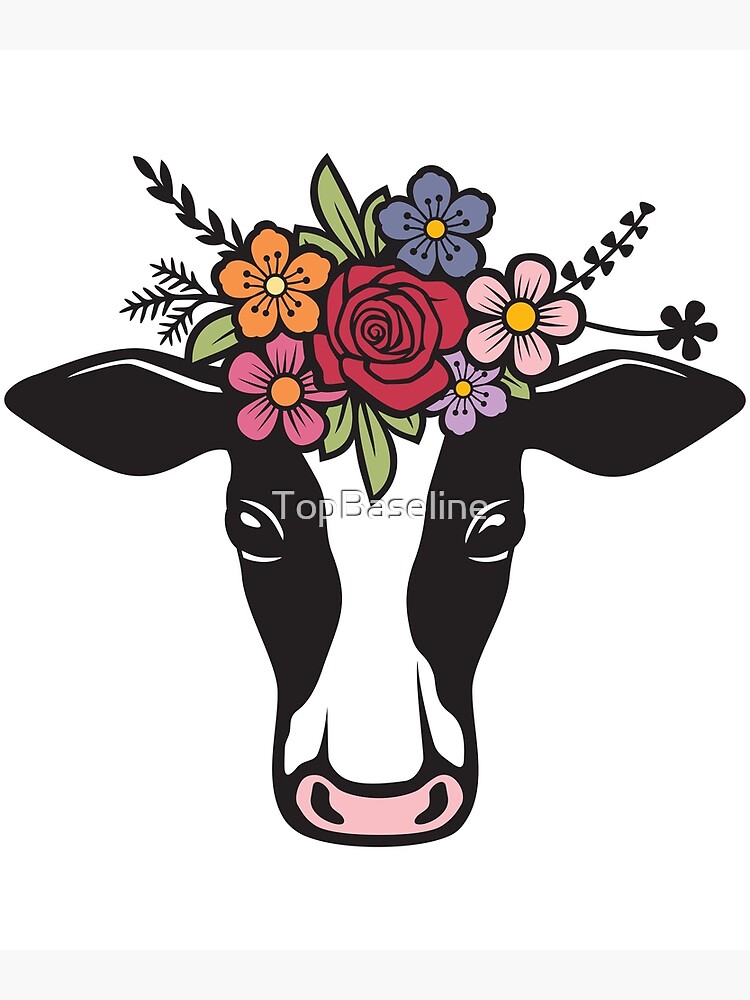 "Flower Cow" Poster for Sale by TopBaseline | Redbubble