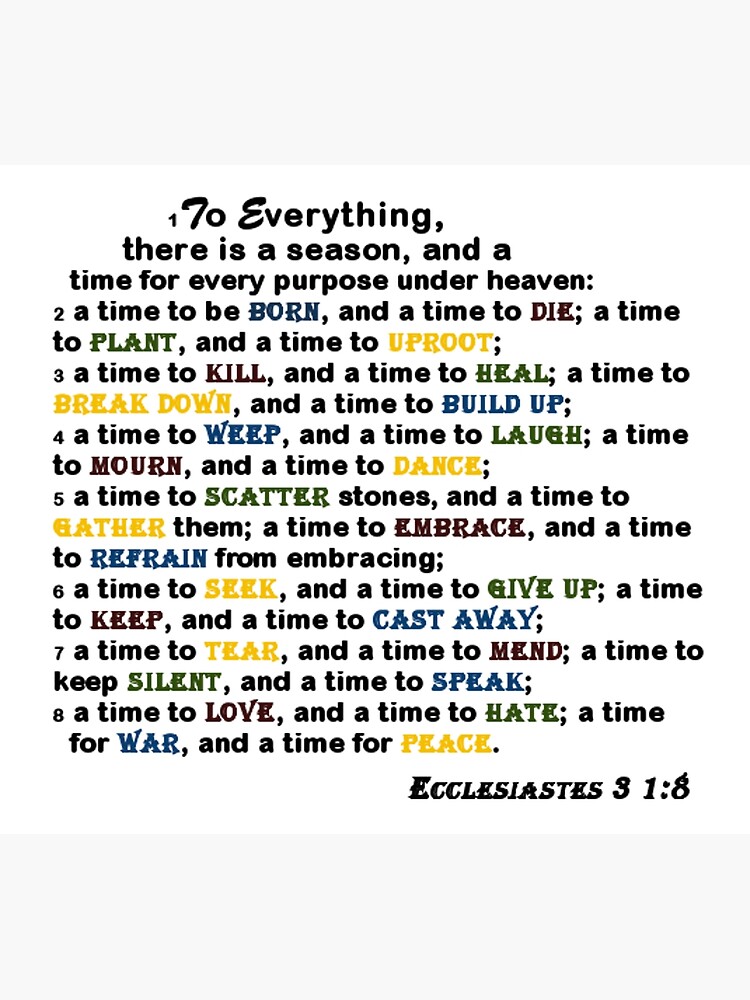 "Ecclesiastes 3:1-8 - Time and Season for Everything (Color ...