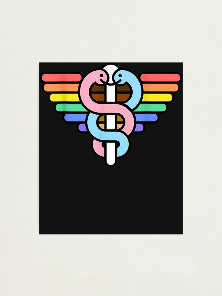 "Gay Pride LGBT Rainbow Colors Caduceus Medical Symbol Nurse ...