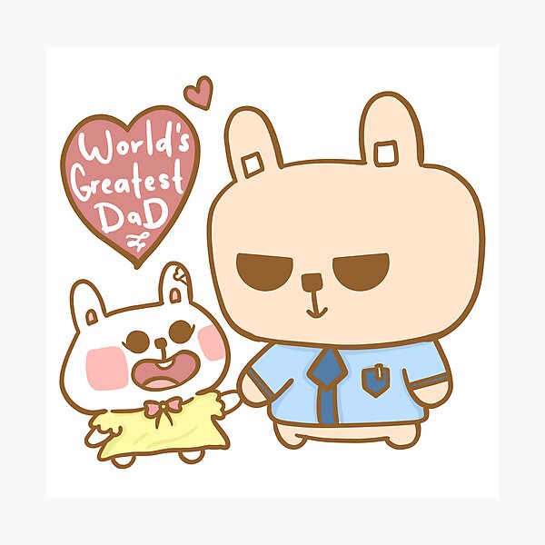 Lámina fotográfica «Cute Worlds Greatest Dad Rabbit Fathers Day Bunii ...