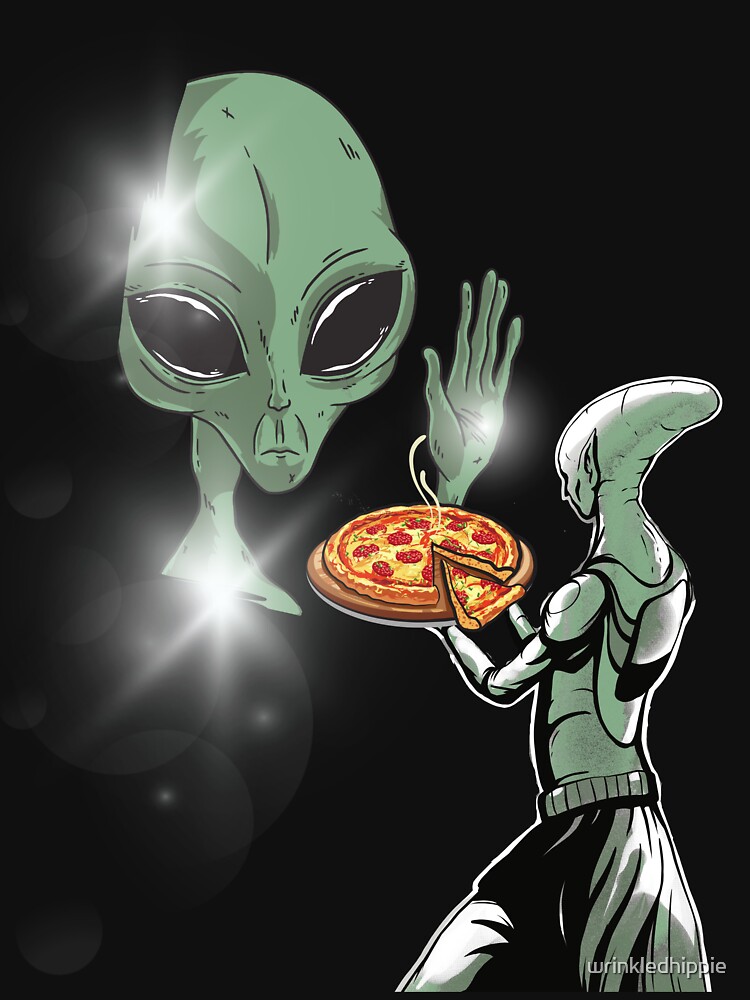"Funny Aliens Pizza Gothic Goth Extraterrestrial" T-shirt for Sale by ...