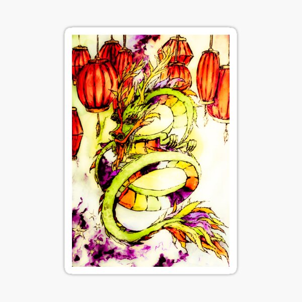 "Dragon, edited watercolour drawing by Marina Daniluka" Sticker for ...