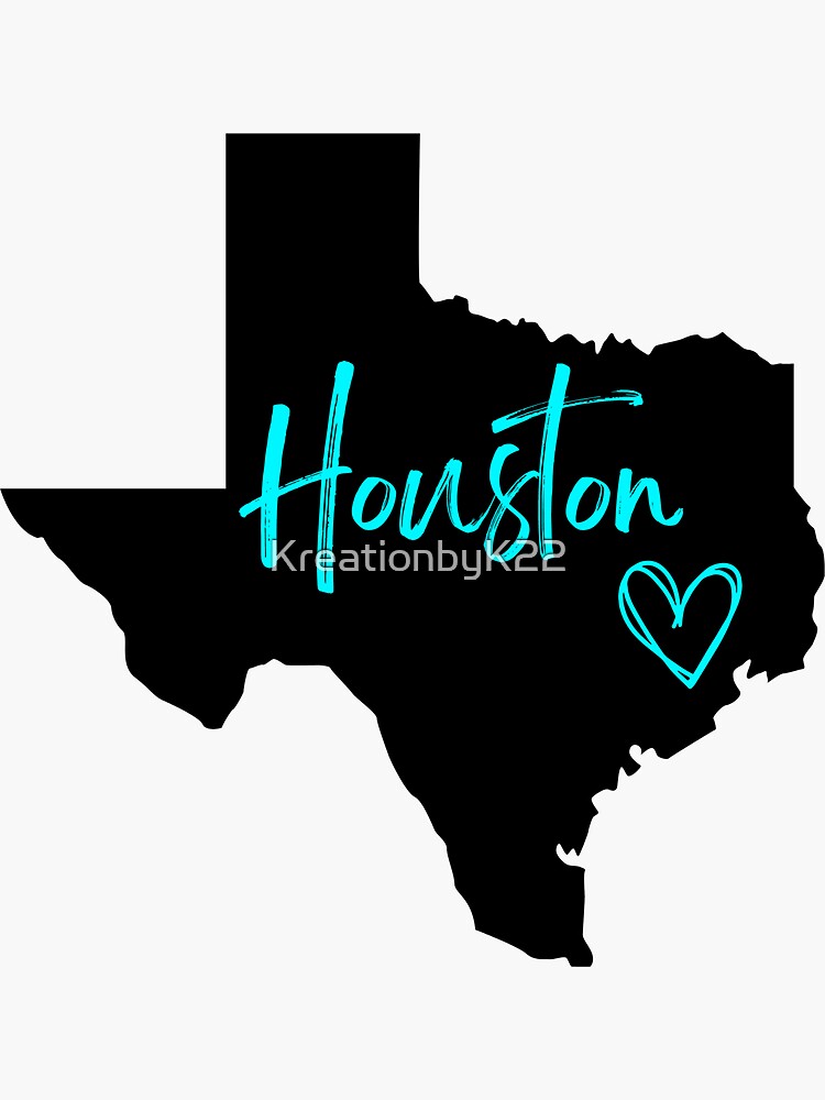 "Houston, Texas Sticker with Heart- Teal/Turquoise" Sticker for Sale by ...