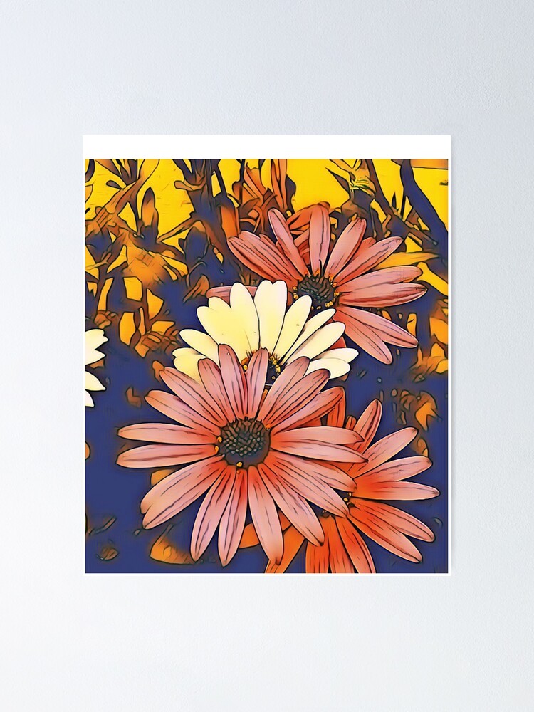 "Colorful Abstract Painted Daisy Flowers" Poster for Sale by ...
