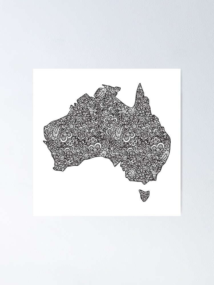 "Australia Zentangle Illustration by Hayley Lauren Design " Poster for ...