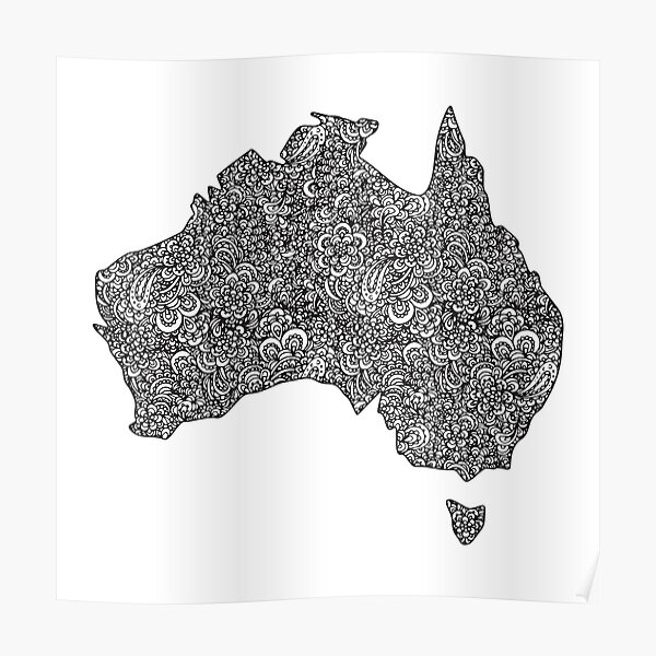 "Australia Zentangle Illustration by Hayley Lauren Design " Poster for ...