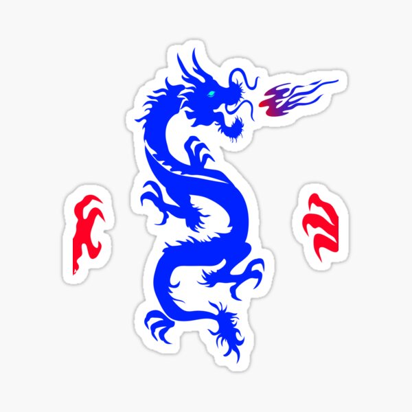 "Blue Dragon with FireBall" Sticker by Gotanpro | Redbubble