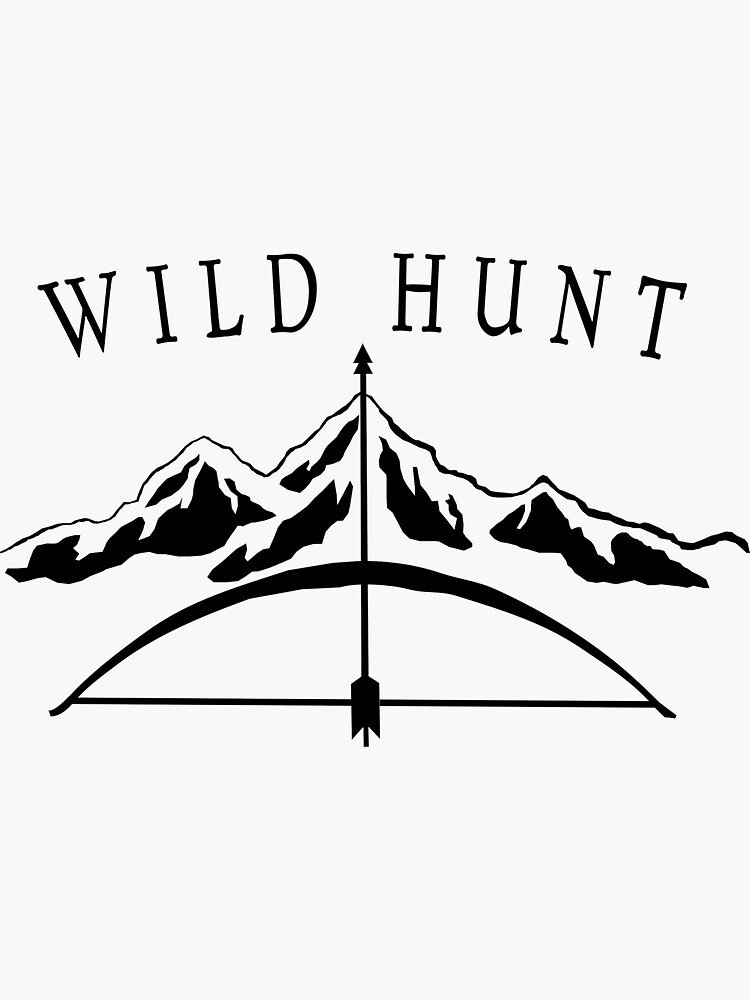 "Wild Hunt logo with mountain, bow and arrow" Sticker for Sale by Sul ...