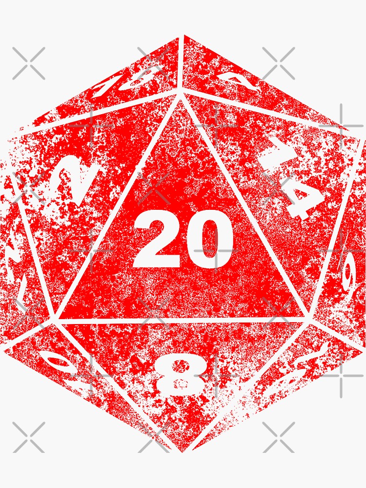 "D20--Red-Antiqued" Sticker for Sale by SCHPiDAUU | Redbubble