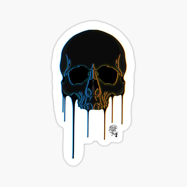 "Neon skull " Sticker for Sale by BIGFOOT-INC | Redbubble