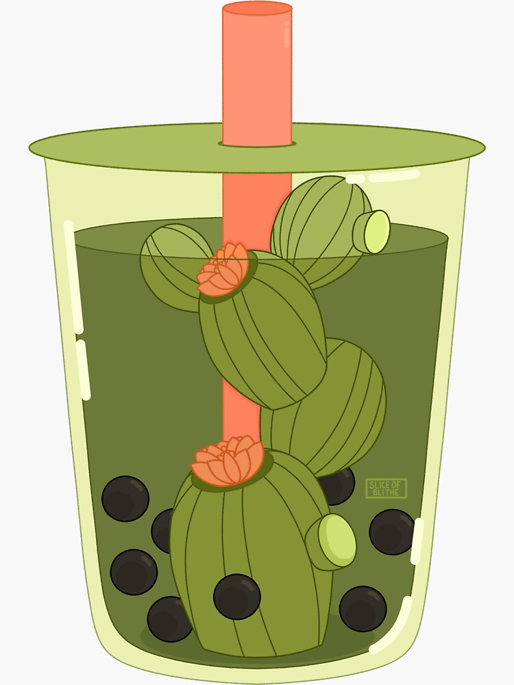 "cactus juice boba tea" Sticker for Sale by sliceofblithe | Redbubble
