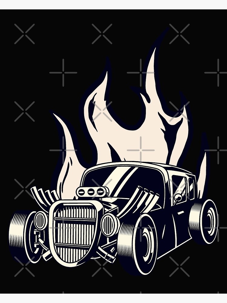 "Vintage Retro Old School V8 Rat Rod Flames Hot Rod" Art Print for Sale ...