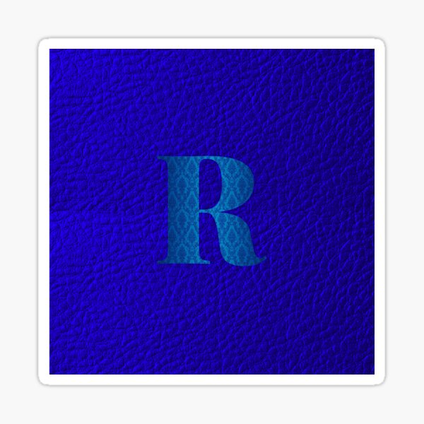 Pegatina «Letra R del alfabeto azul real en piel de cuero azul real» de ...