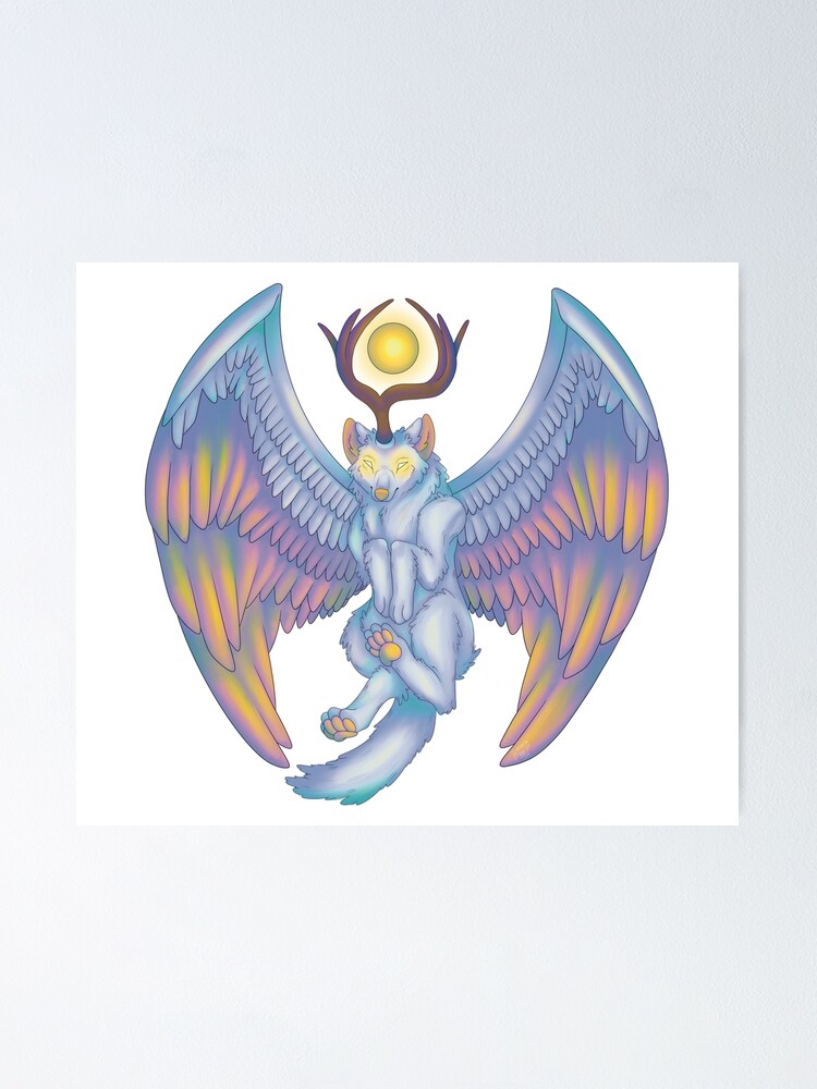 "Sun Wolf (White)" Poster for Sale by BananaBearDraws | Redbubble