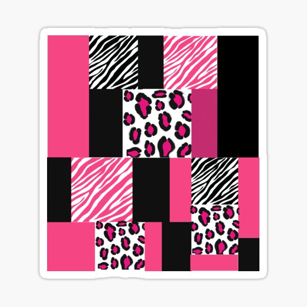 "Pink Black Leopard and Zebra Geometric Patchwork" Sticker for Sale by ...