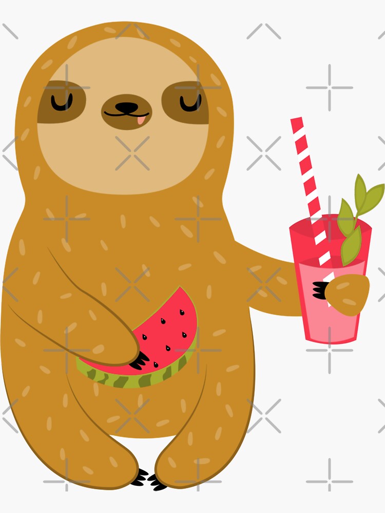 "Summer Vibes Fun Adventure Awaits a Smiling Sloth with A Cocktail and ...