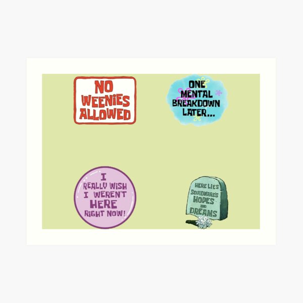 "Spongebob Signs Pack " Art Print for Sale by NicoleMATTHIES | Redbubble