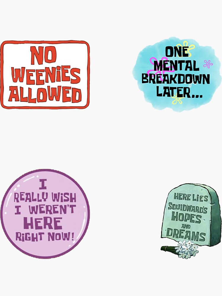 "Spongebob Signs Pack " Sticker for Sale by NicoleMATTHIES | Redbubble