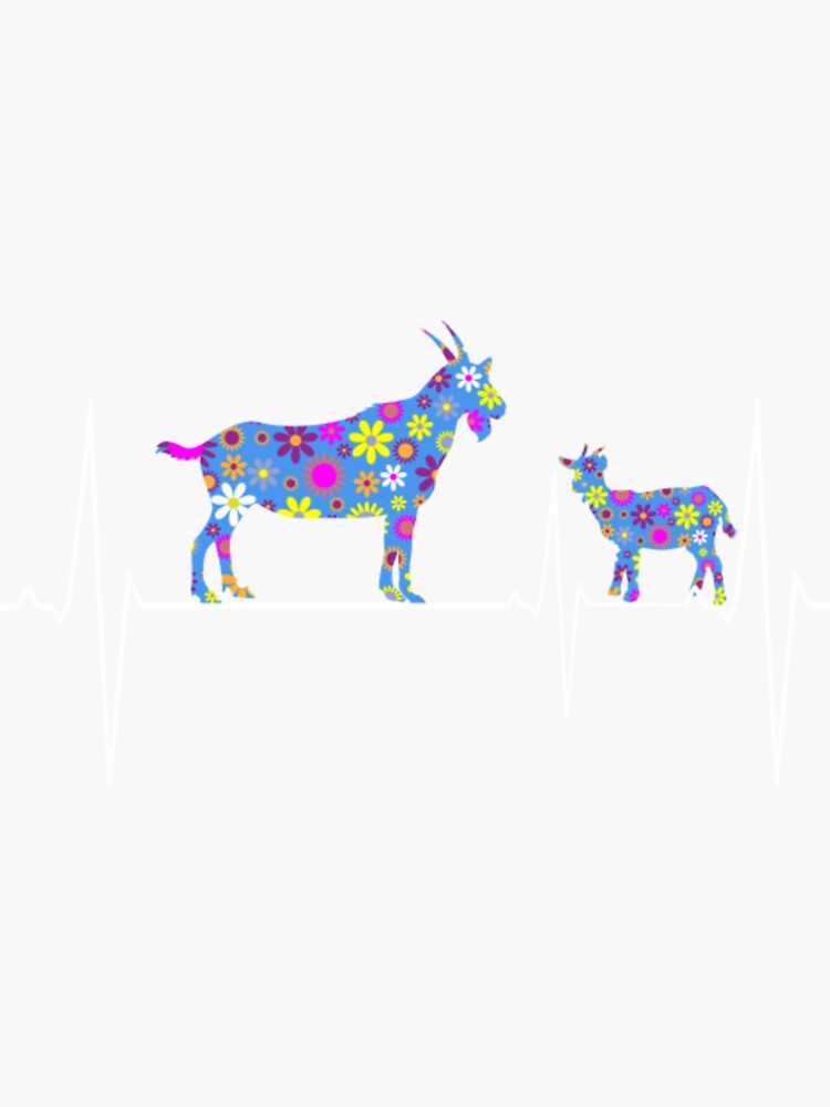 "Goat Heartbeat Floral Cute Farm Animal " Sticker for Sale by ...