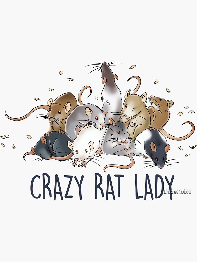 "Crazy Rat Lady" Sticker for Sale by DuzeKubki | Redbubble