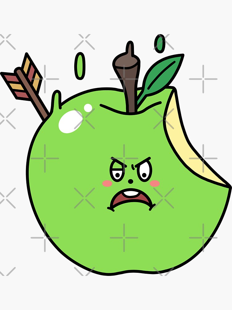 "Falling "Eaten" Green Apple + Arrow" Sticker for Sale by sosorimaru ...
