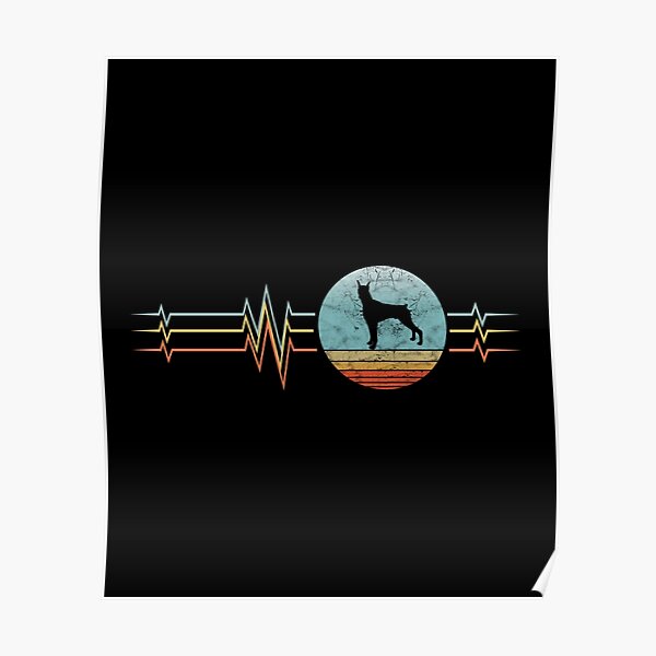 "Retro Heartbeat Doberman Pinscher Dog Lifeline Vintage Style " Poster ...